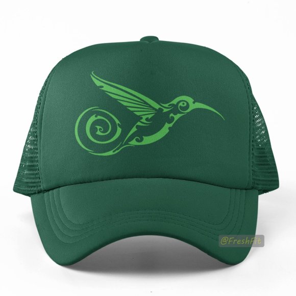 Accessories | Tribal Hummingbird Dark Green Foam Trucker Hat Mesh ...